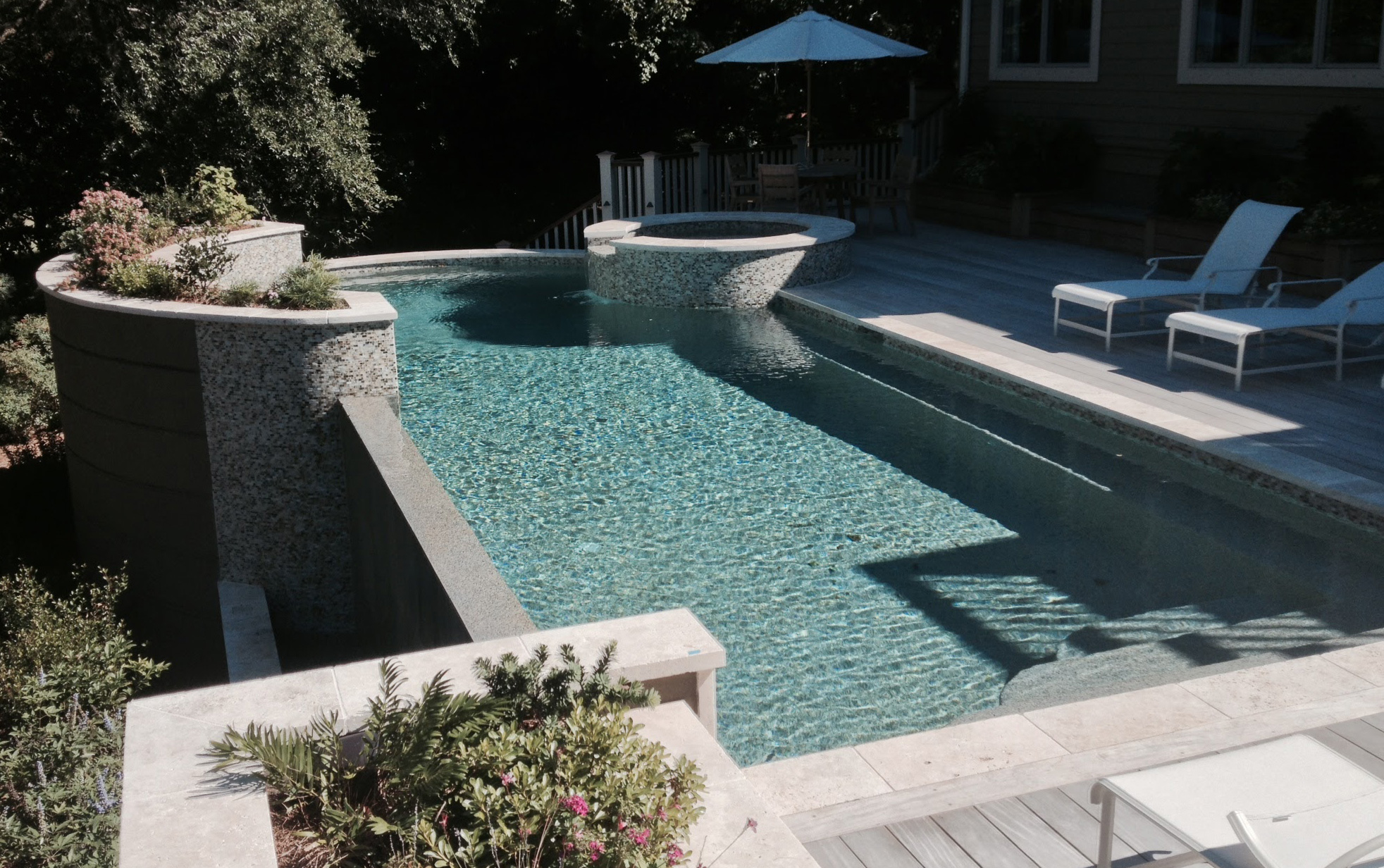 Elevated Pool Spa Combo In Deck Aqua Blue Pools
