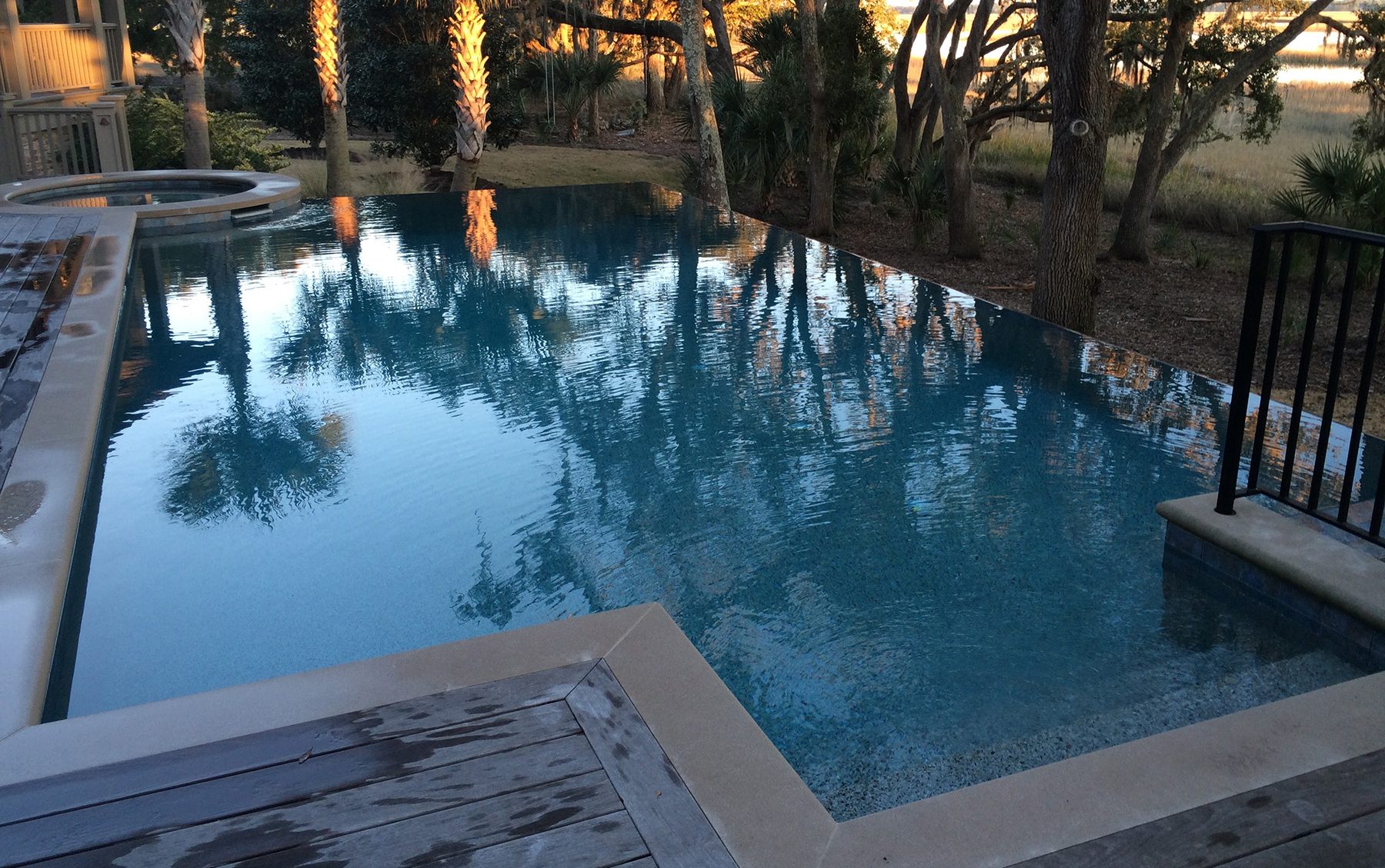 Water Front Infinity Pool Spa Combo | Aqua Blue Pools